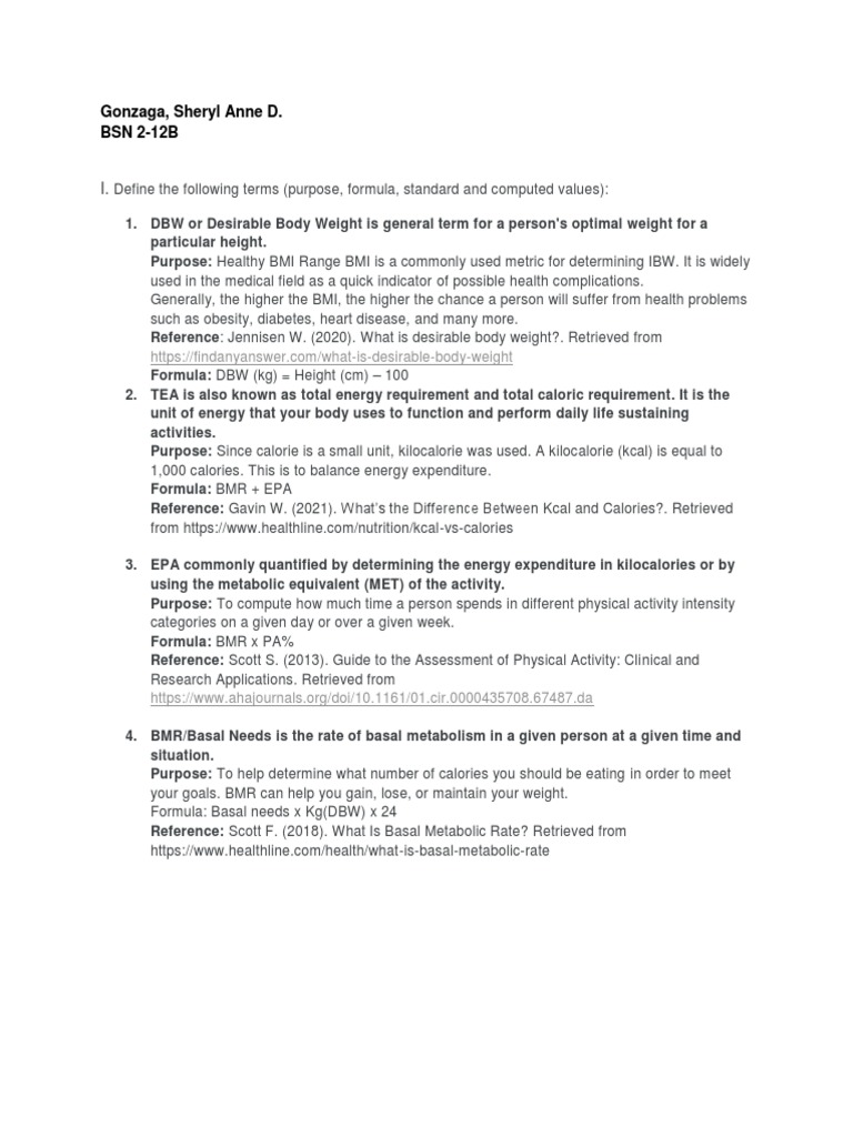 Calculating Nutritional Requirements and Developing a Customized Meal ...
