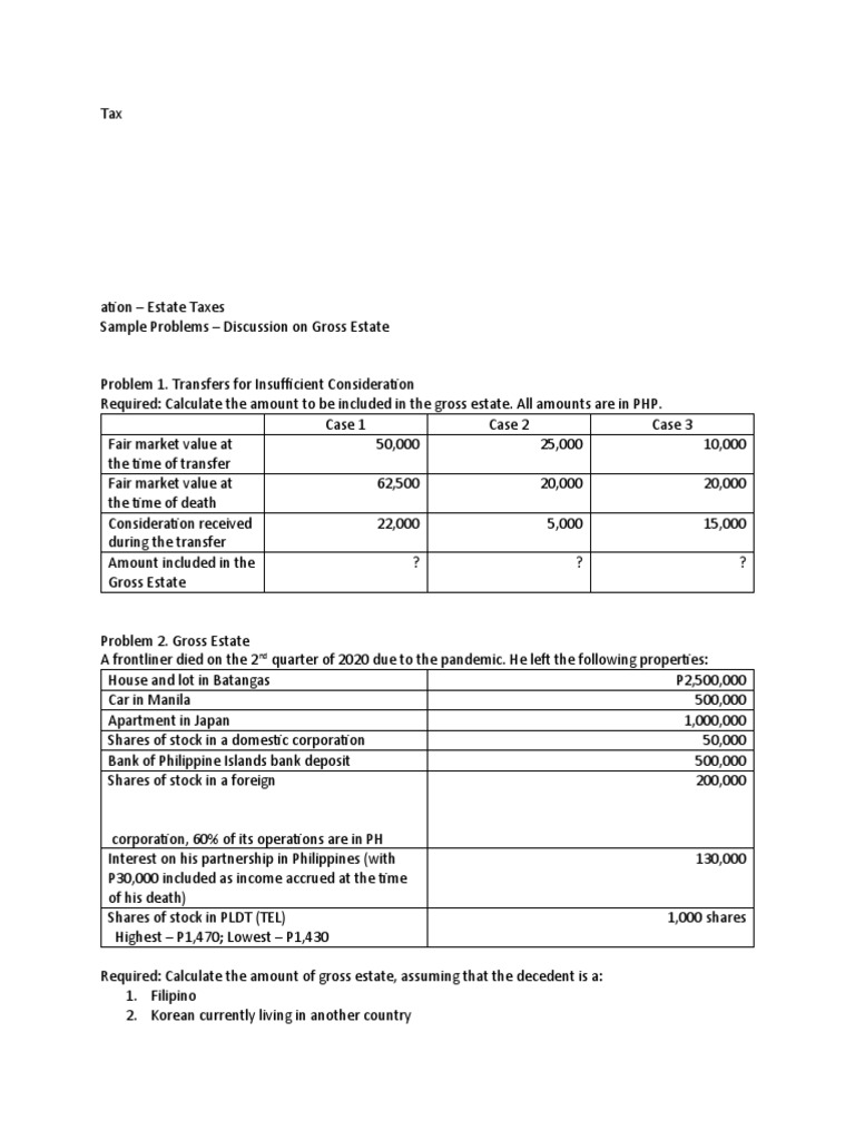 Taxation Gross Estate Discussion Prob | PDF