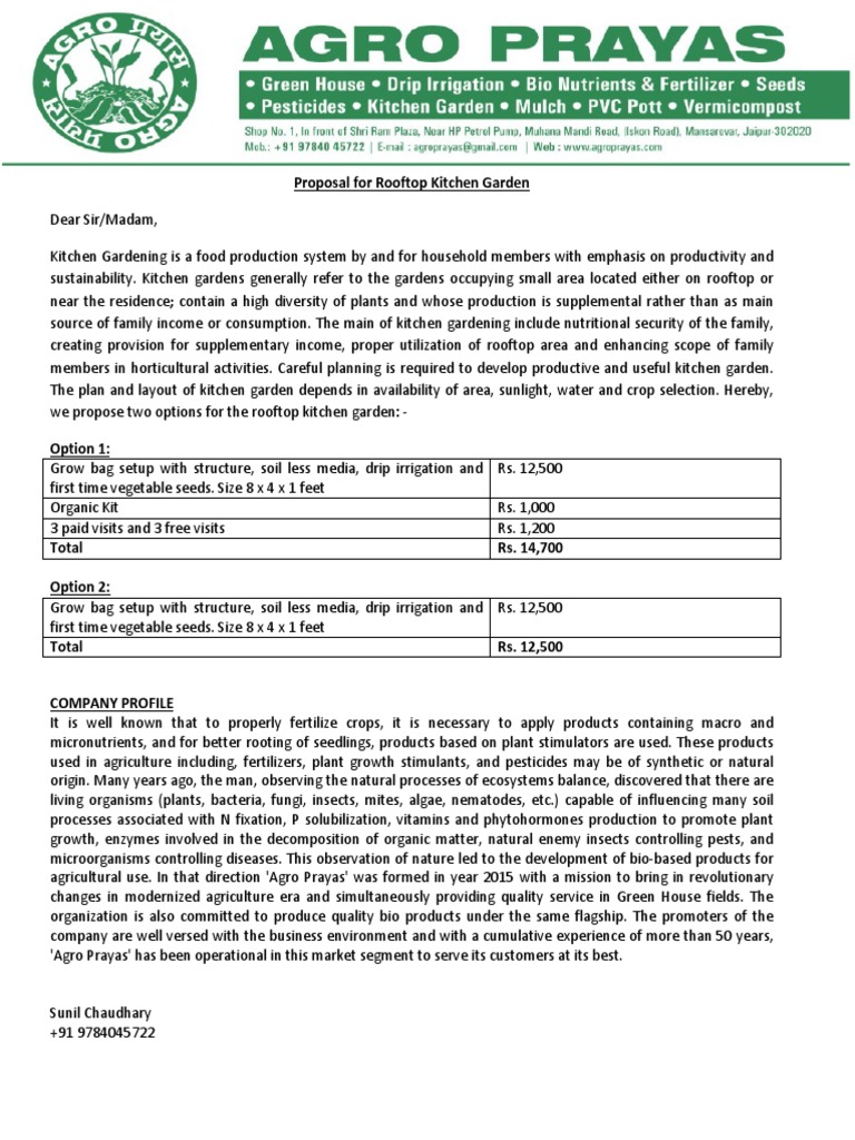 Rooftop Kitchen Garden Proposal | PDF | Agriculture | Plants