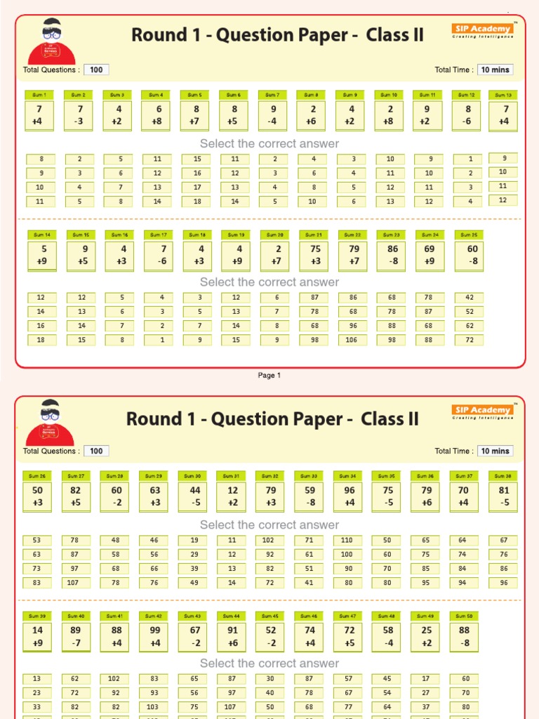 AGC Round 1 Question Paper Class 2 | PDF