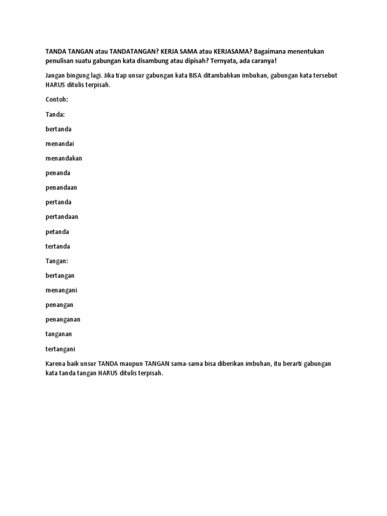 TANDA TANGAN Atau TANDATANGAN | PDF