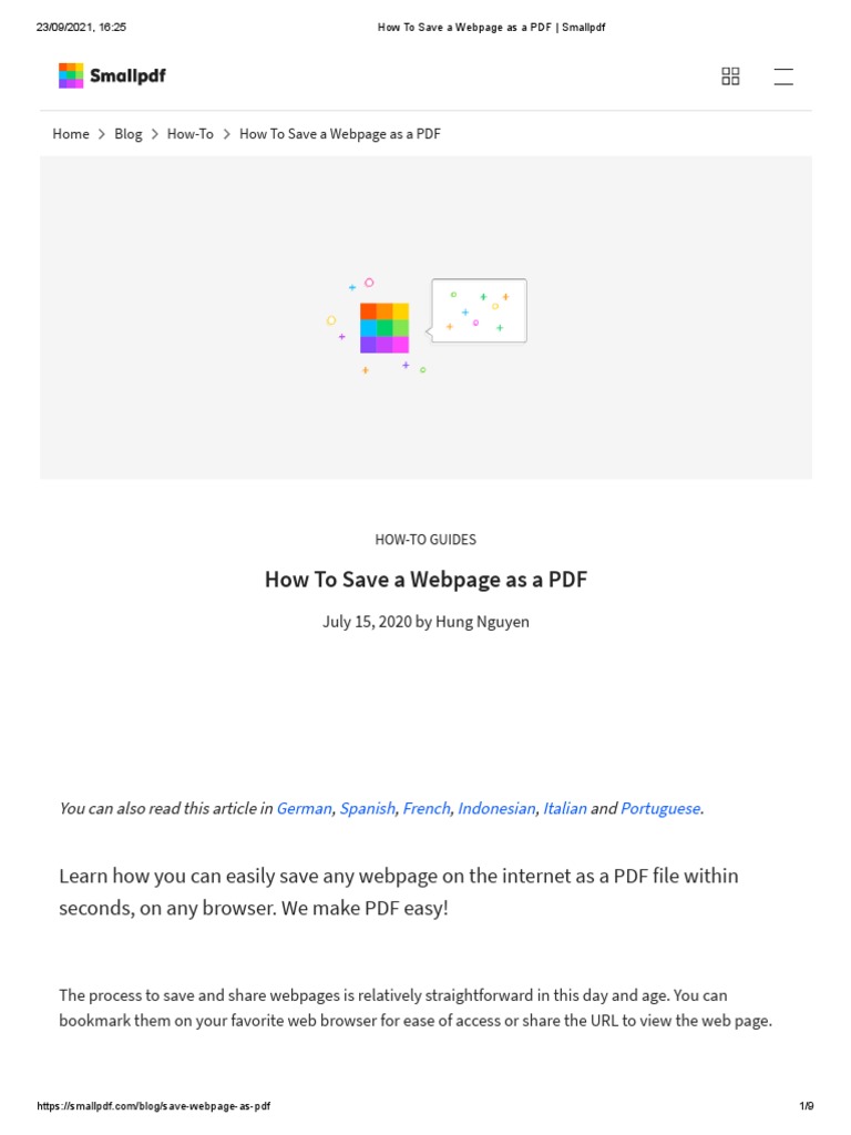 Save A Webpage As A PDF - Smallpdf | PDF | Safari (Web Browser) | Computing