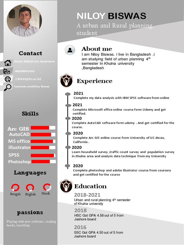 Profile of Niloy Biswas: An Urban and Rural Planning Student in Bangladesh | PDF | Spss | Computing