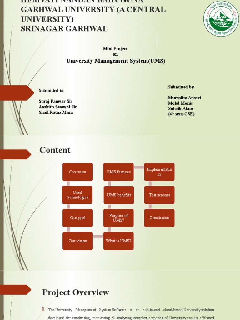University Management System (UMS) : Mini Project On | PDF | Databases | Usability