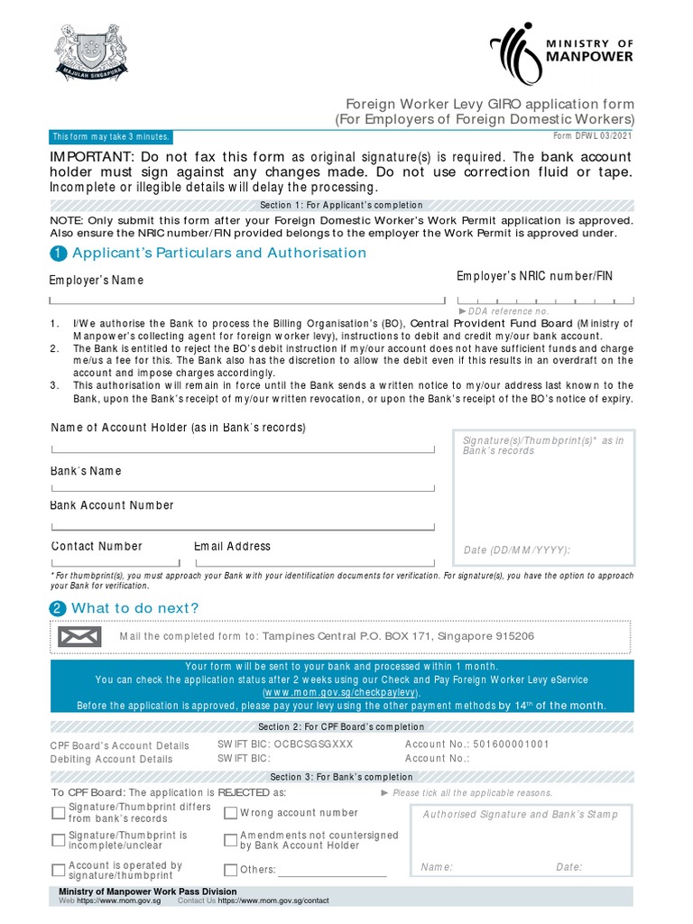 Giro Appln Form For FDW | PDF | Service Industries | Banking