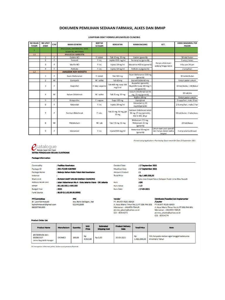 Dokumen Pemilihan Sediaan Farmasi, Alkes Dan BMHP | PDF