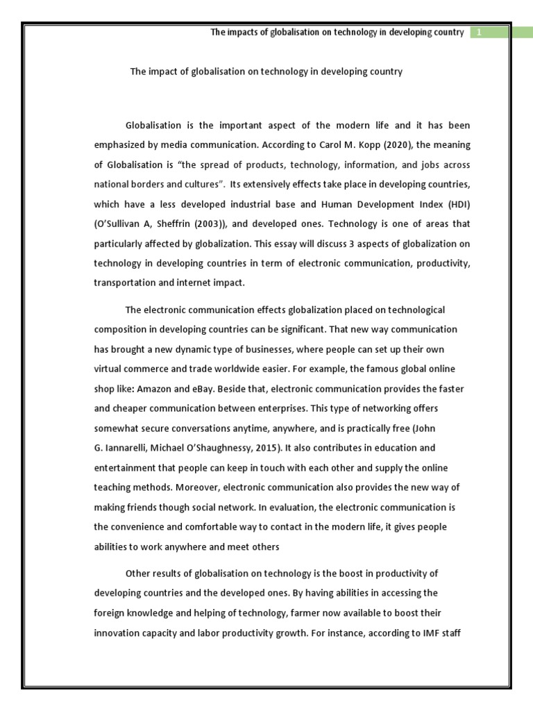 The Impact of Globalisation On Technology in Developing Country | PDF ...