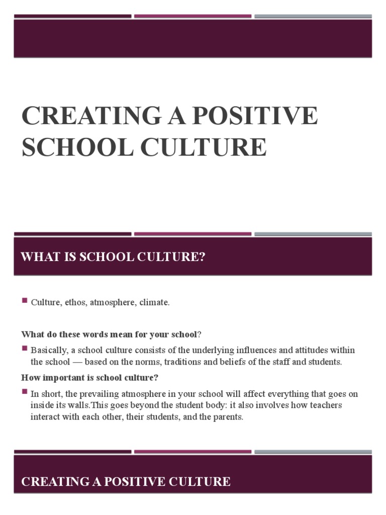 Creating A Positive Culture | PDF | Teachers | Classroom