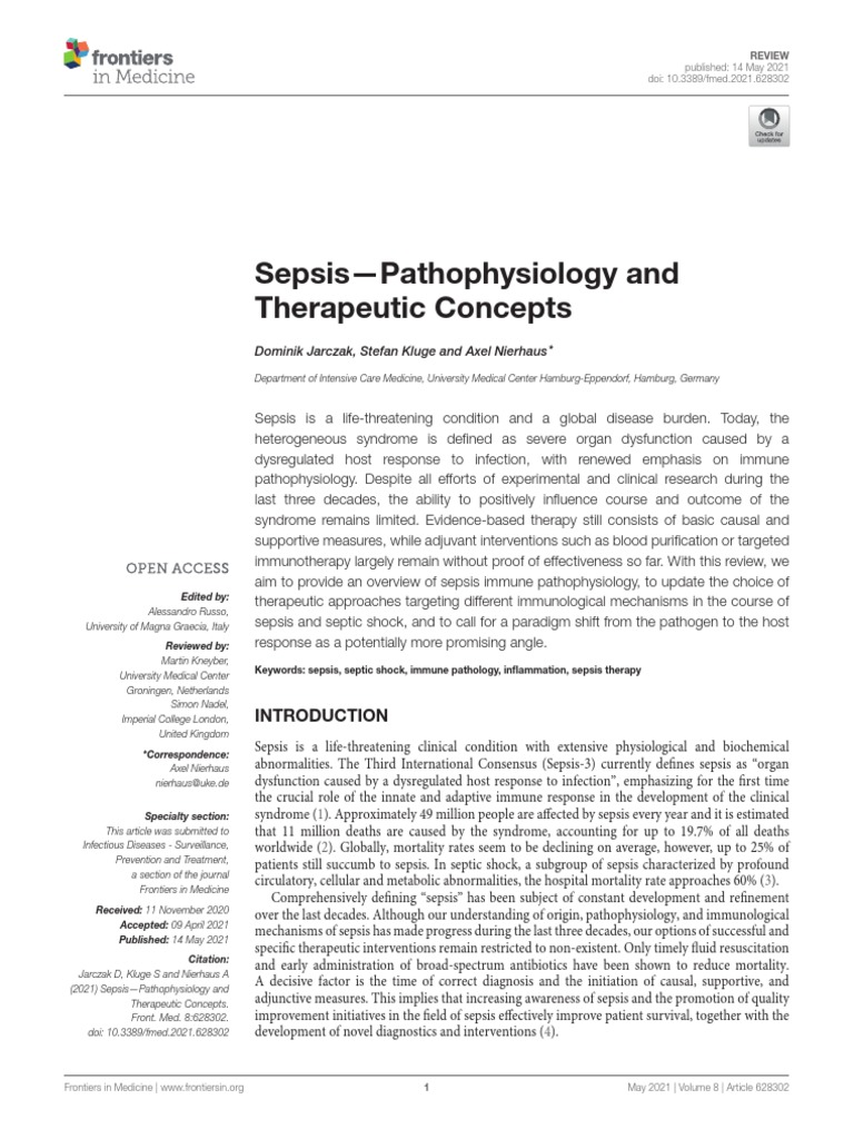 Sepsis-Pathophysiology and Therapeutic Concepts | PDF | Inflammation ...