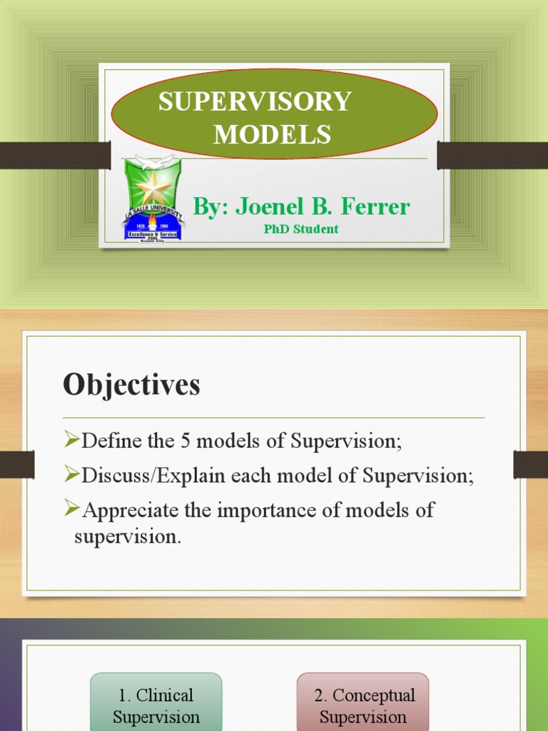 Supervisory Model by Joenel B. Ferrer-1 | PDF | Teachers | Expert