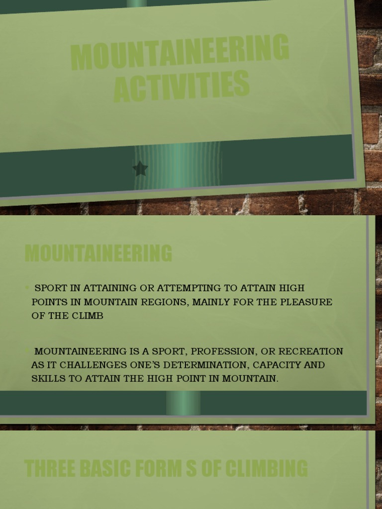 Overview of Mountaineering Activities | PDF | Mountaineering | Hobbies