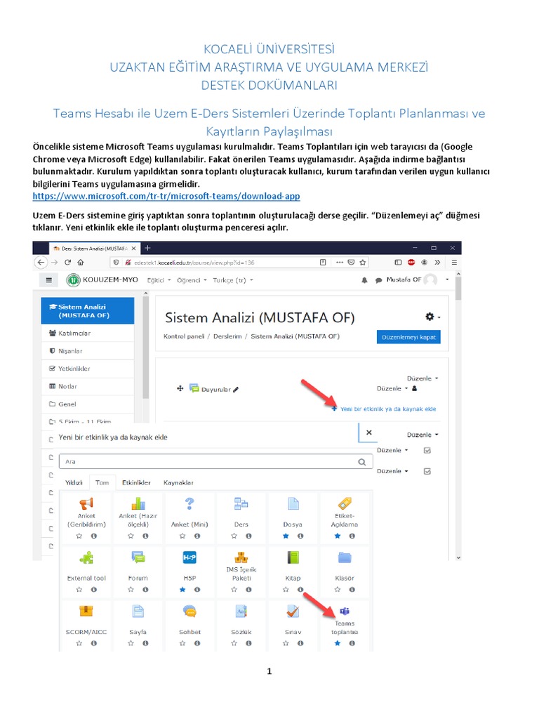 Teams Toplanti Olusturma | PDF