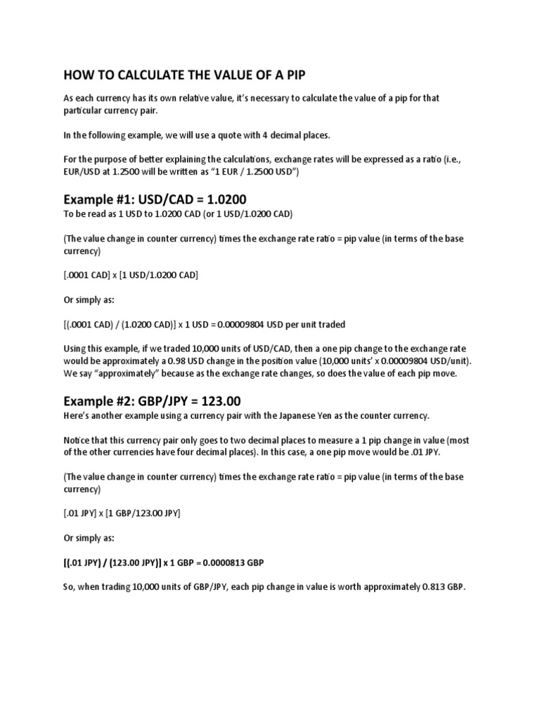 FOREX Formula PIP Value | PDF | Market (Economics) | Foreign Exchange ...