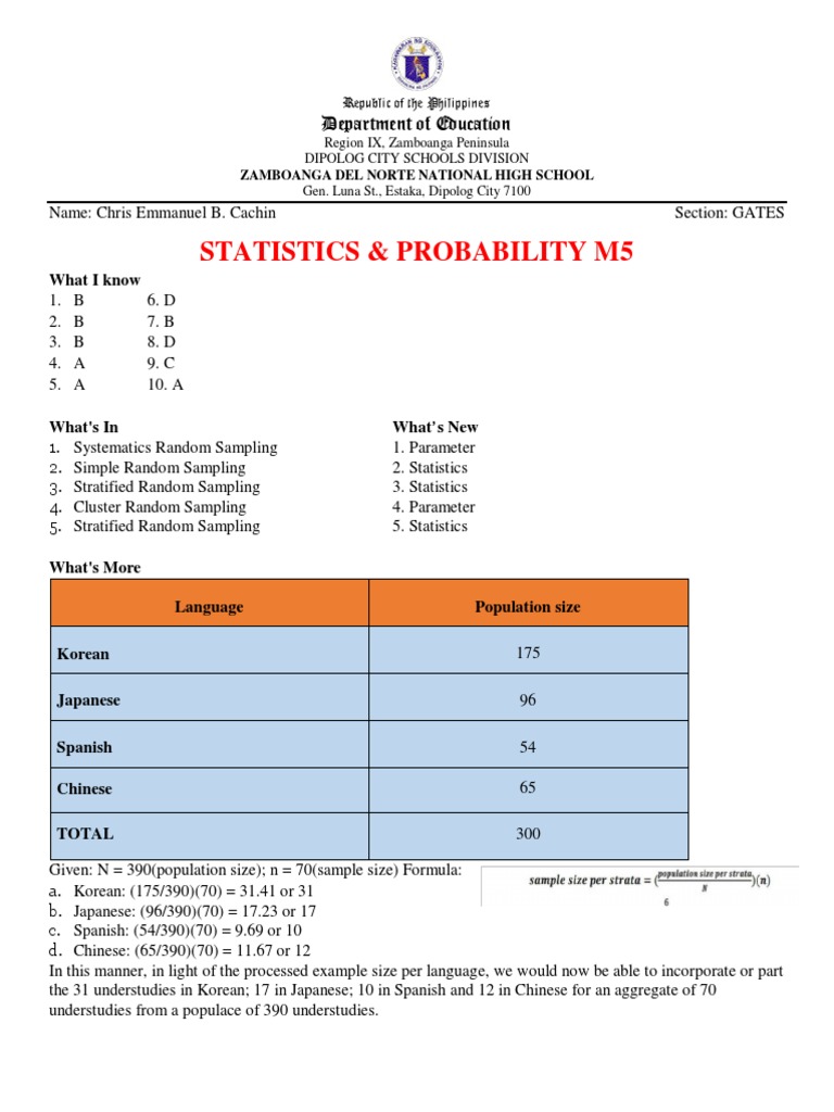 Statistics & Probability M5: Department of Education | PDF | Statistics ...
