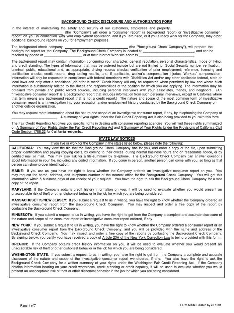 Background Check Authorization Form | PDF | Background Check | Credit ...