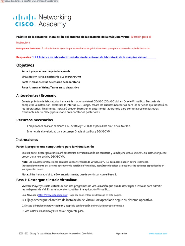 1 1 2 Lab Install The Virtual Machine Lab Environment Ilm En Es