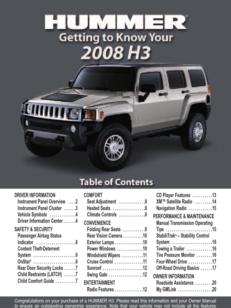 2008 Hummer H3 Getknow | PDF | Manual Transmission | Off Roading