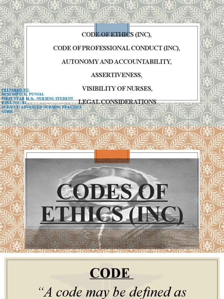 Codes of Conduct and Ethics: Guiding Principles for the Nursing Profession | PDF | Autonomy ...