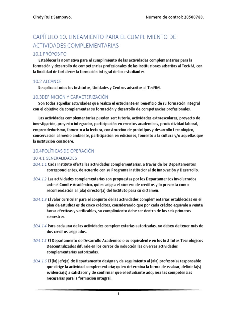 Lineamiento de Actividades Complementarias | PDF | Rúbrica (Académica) | Evaluación
