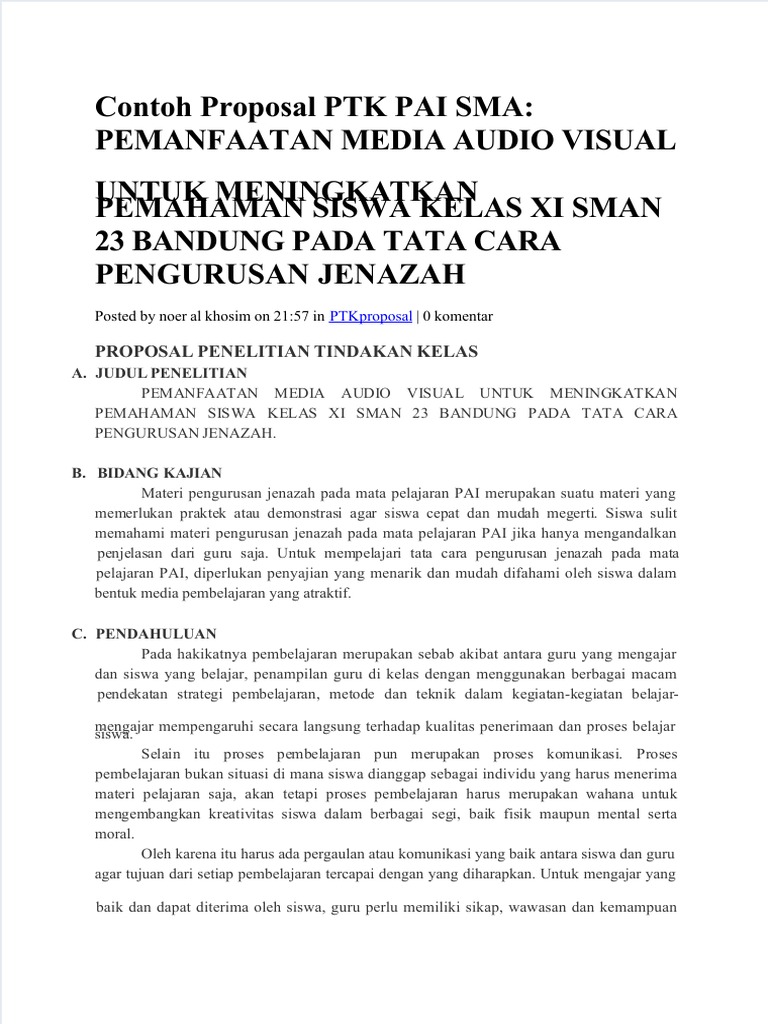 Dokumen - Tips - Contoh Proposal PTK Pai Sma | PDF
