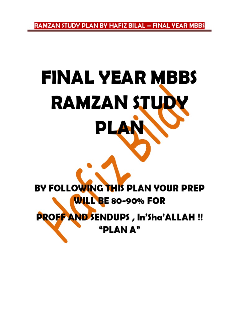 Final Year MBBS Ramzan Study Plans by Hafiz Bilal | PDF | Neurology ...