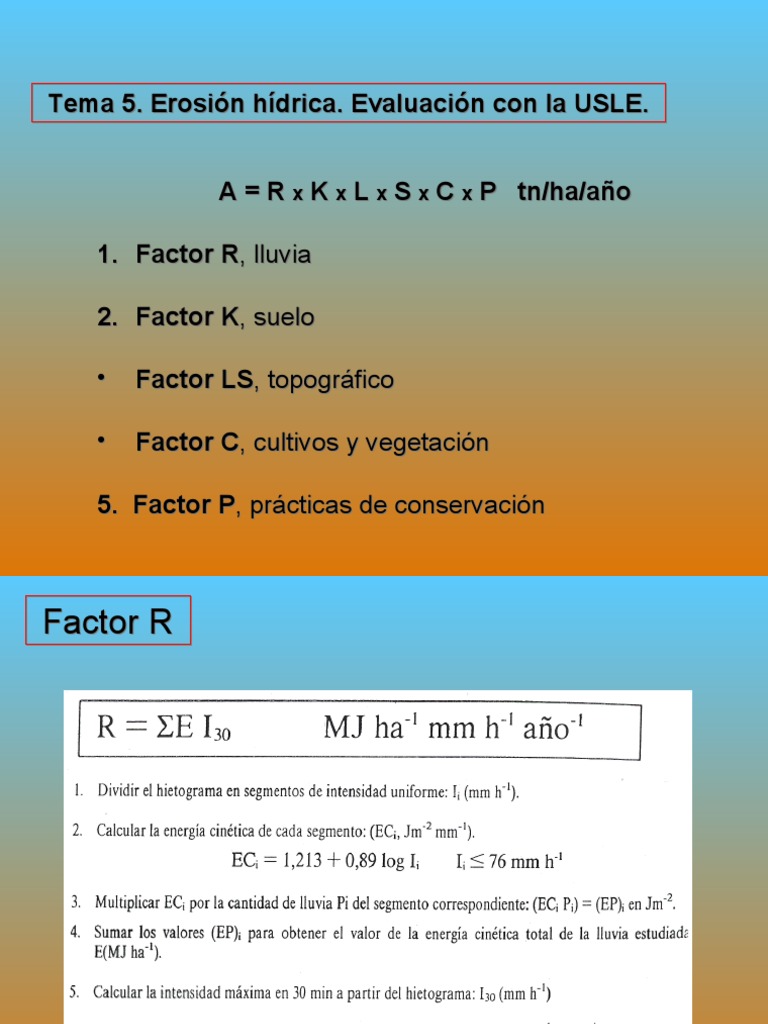 Evaluación de Erosión Hídrica con USLE | PDF | Suelo | Geografía Física