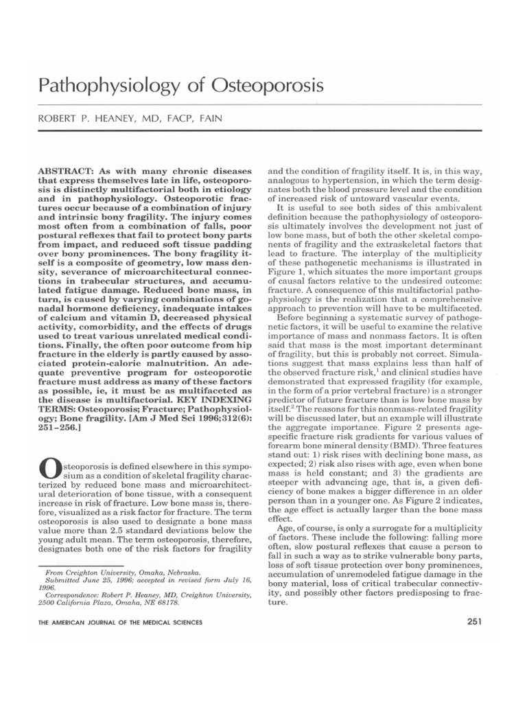 Pathophysiology of Osteoporosis: Robert P Heaney, MD, Facp, Fain | PDF ...