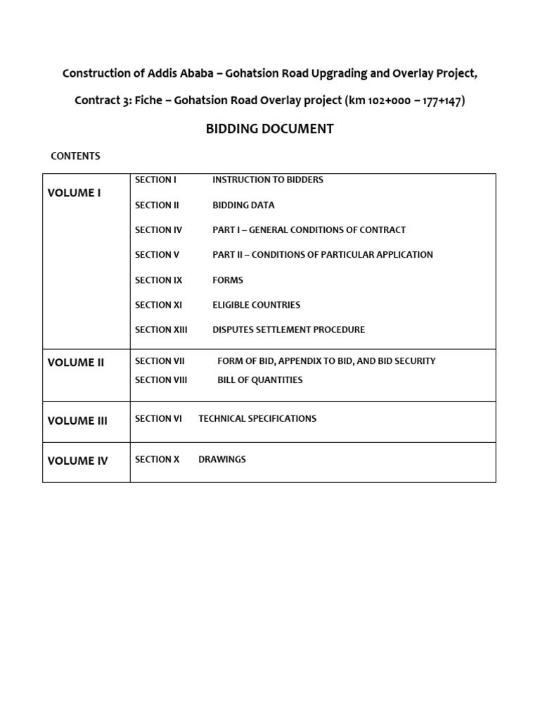 Structure of Bidding Documents | PDF