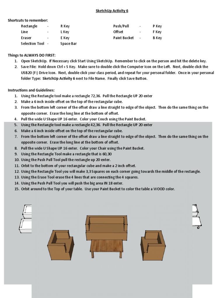 Sketchup Activity 6 Shortcuts To Remember | PDF