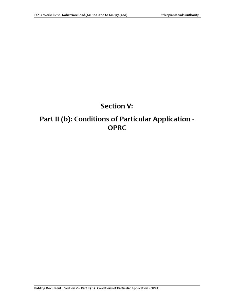 OPRC Conditions for Gohatsion Road Project | PDF | Specification ...