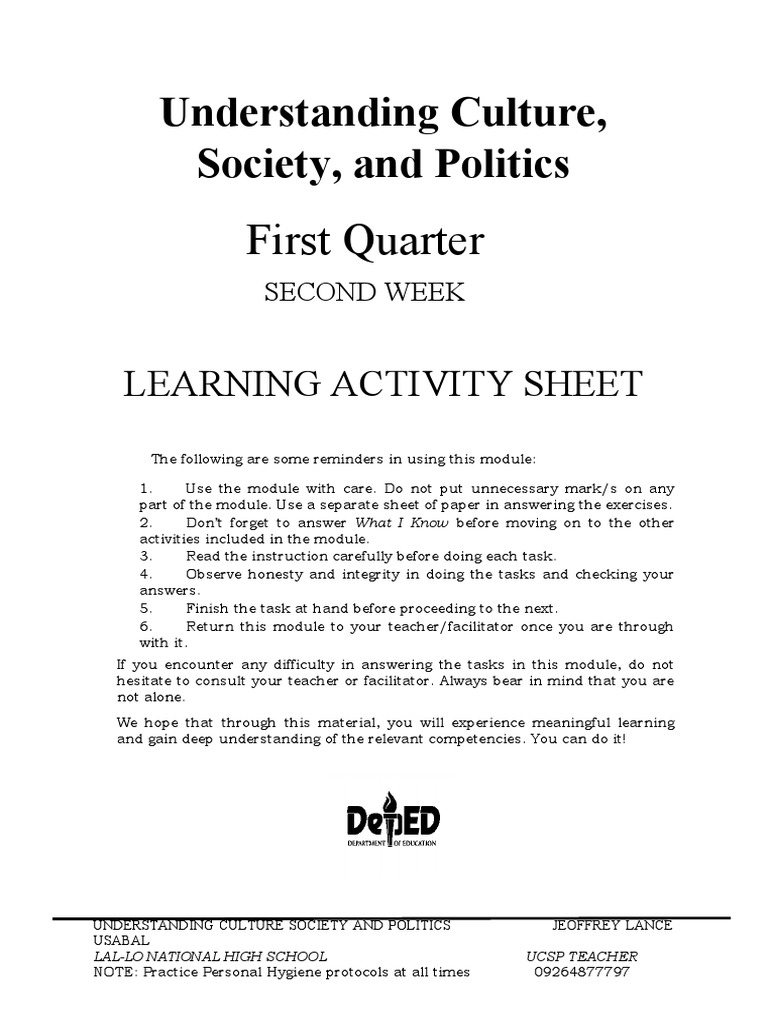 UCSP | PDF | Socialization | Learning