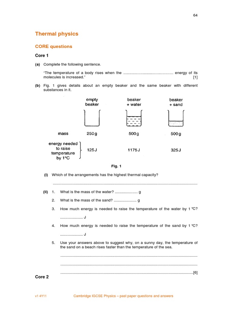 Thermal Physics CIE IGCSE 0625 PPQ | PDF | Evaporation | Heat