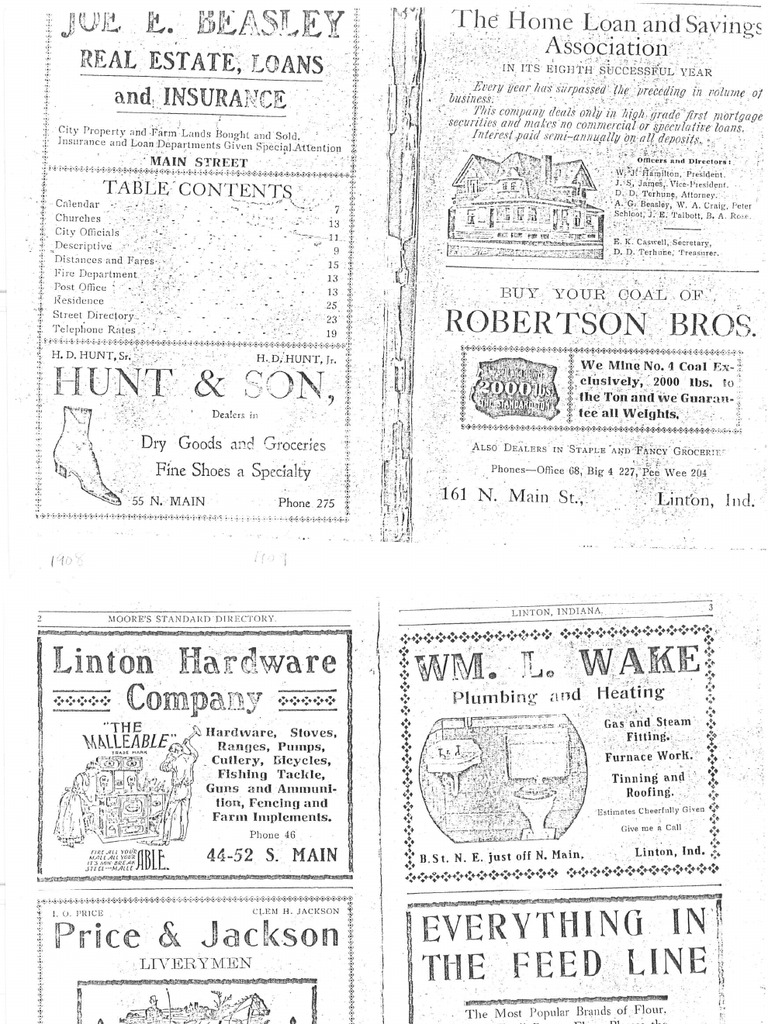 Linton Indiana Business Directory 1909 | PDF | Nature | Business