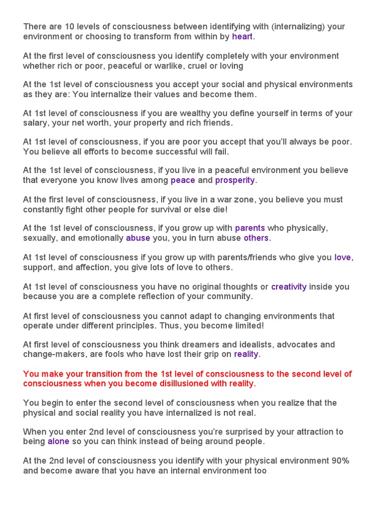 10 Level of Consciousness | PDF | Consciousness | Mind