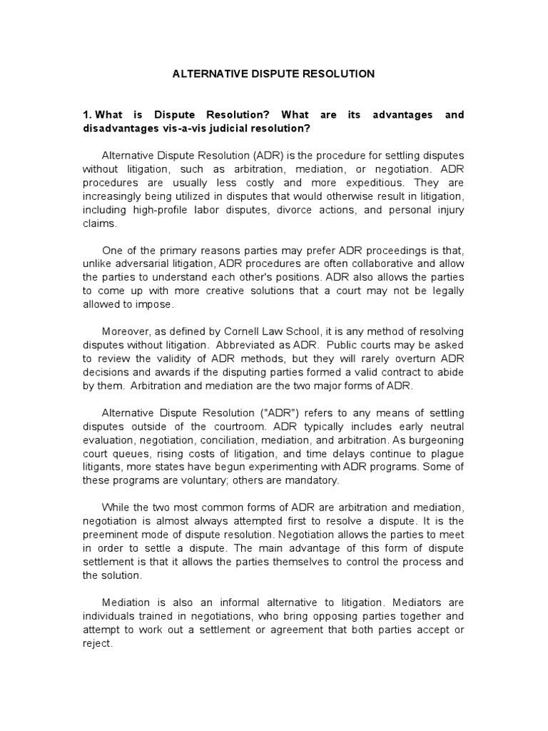 Alternative Dispute Resolution | PDF | Alternative Dispute Resolution | Mediation
