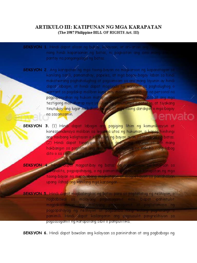 The 1987 Philippine BILL OF RIGHTS Art | PDF