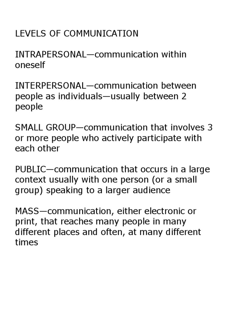 114.levels of Communication | PDF | Communication | Human Nature