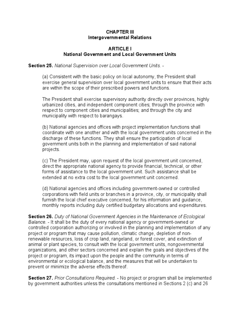 CHAPTER III Local Government Code | PDF | Local Government | Mayor