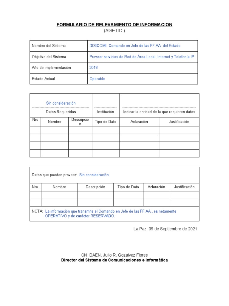 Formulario de Relevamiento de Informacion | PDF