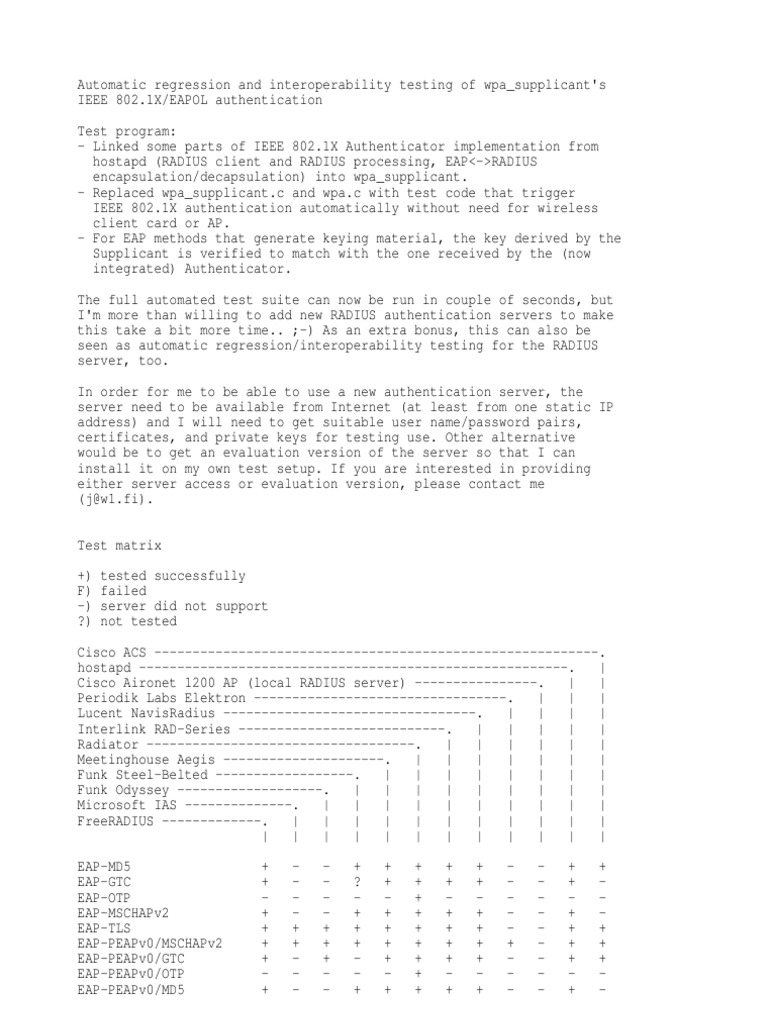 Eap Testing Pdf Security Engineering Computer Networking