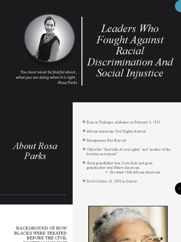 Leaders Who Fought Against Racial Discrimination and Social | PDF ...