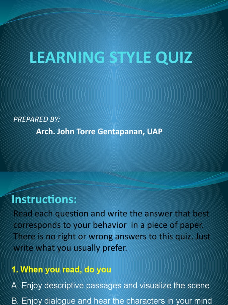 LEARNING STYLE QUIZ RESULTS | PDF | Cognition | Human Communication