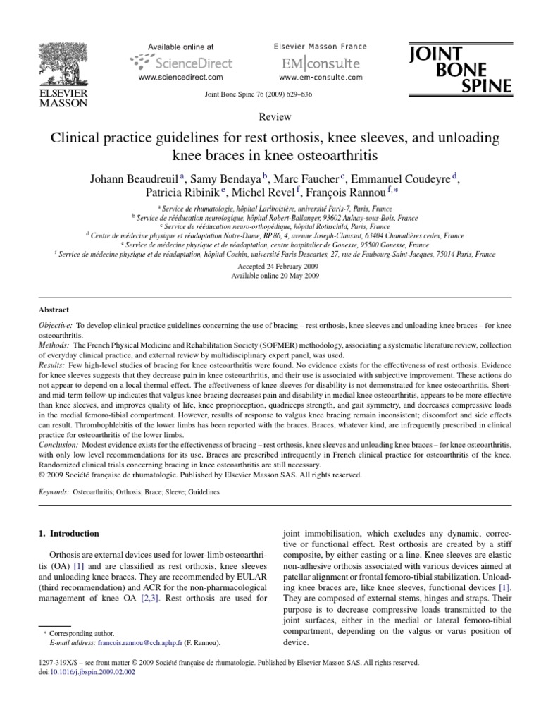 Clinical Practice Guidelines For Rest Orthosis | PDF | Knee ...