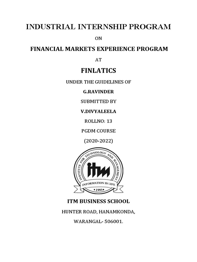 Industrial Internship Program: Finlatics | PDF | Securities (Finance) | Stocks