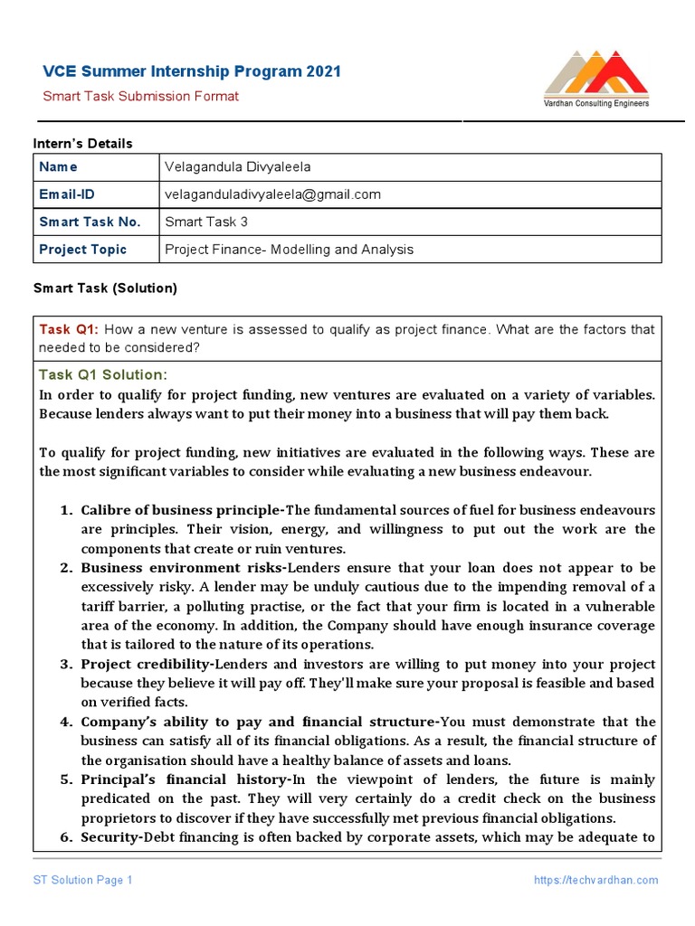 VCE Summer Internship Program 2021: Smart Task Submission Format | PDF ...