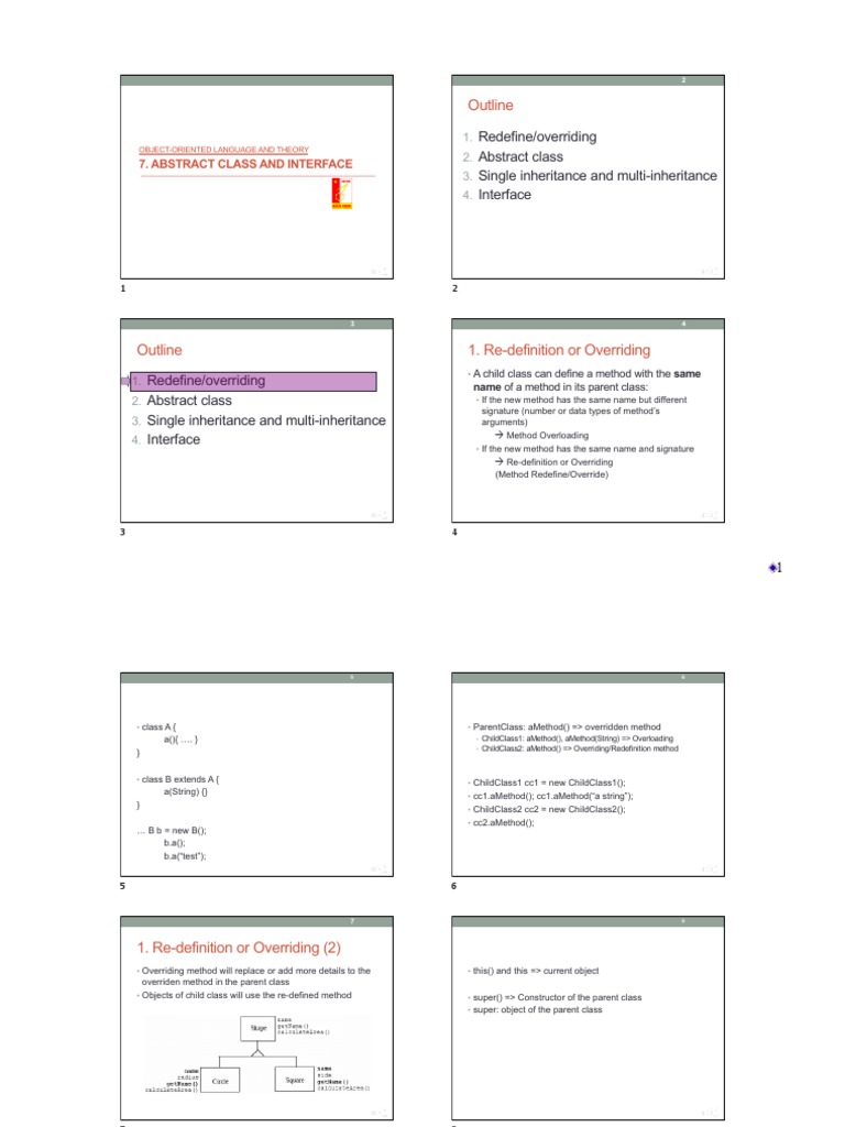 07 Abstract Class And Interface Pdf Class Computer Programming Method Computer Programming