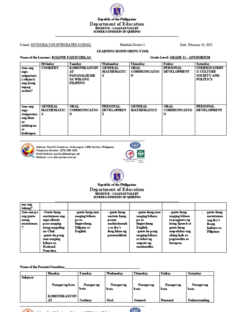 Learning Monitoring Tool | PDF