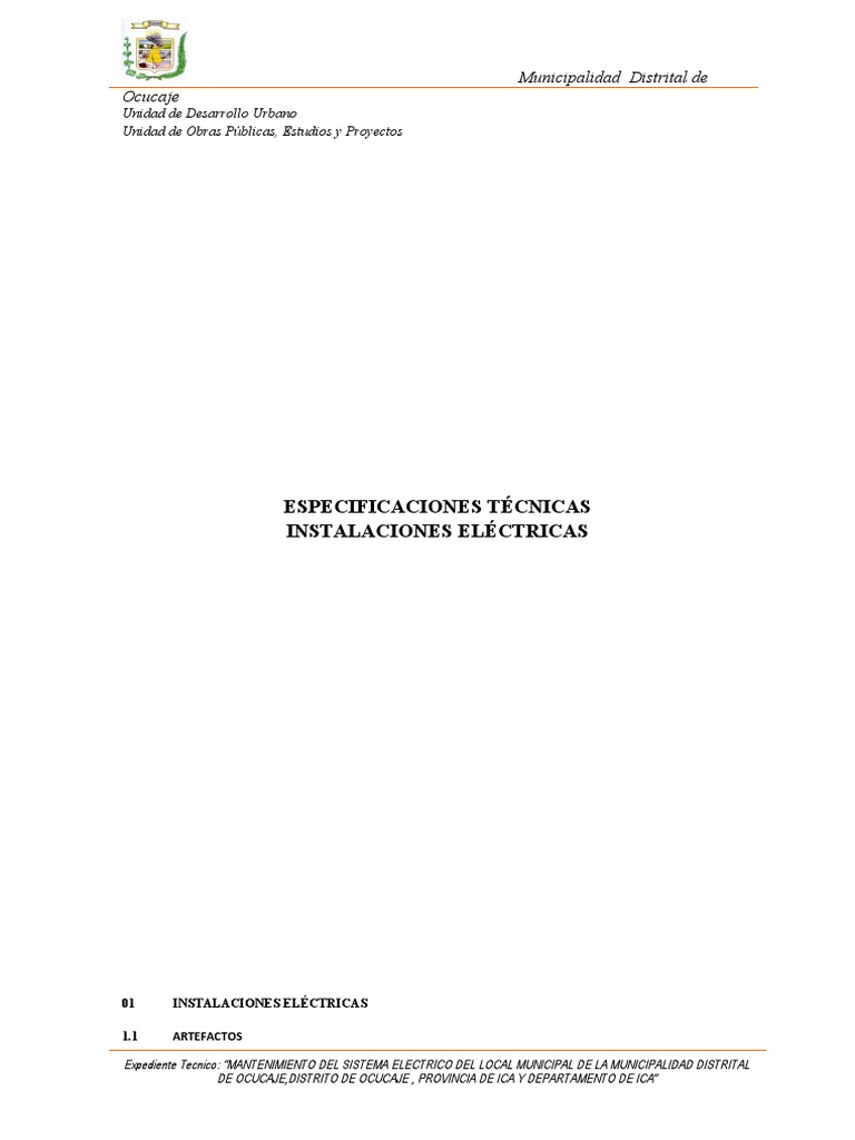 Especificaciones Tecnicas Instalaciones Electricas Municipalidad - Ok | PDF | Diodo emisor de ...