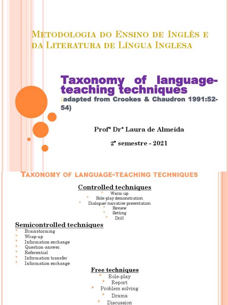 Taxonomy of Language-Teaching Techniques: M E I L L I | PDF | Narrative ...