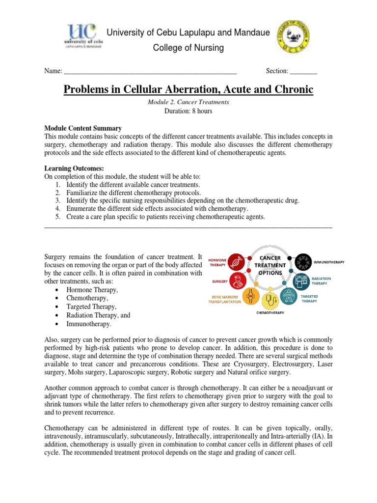 Module 2 Cancer Treatments | PDF | Chemotherapy | Cancer